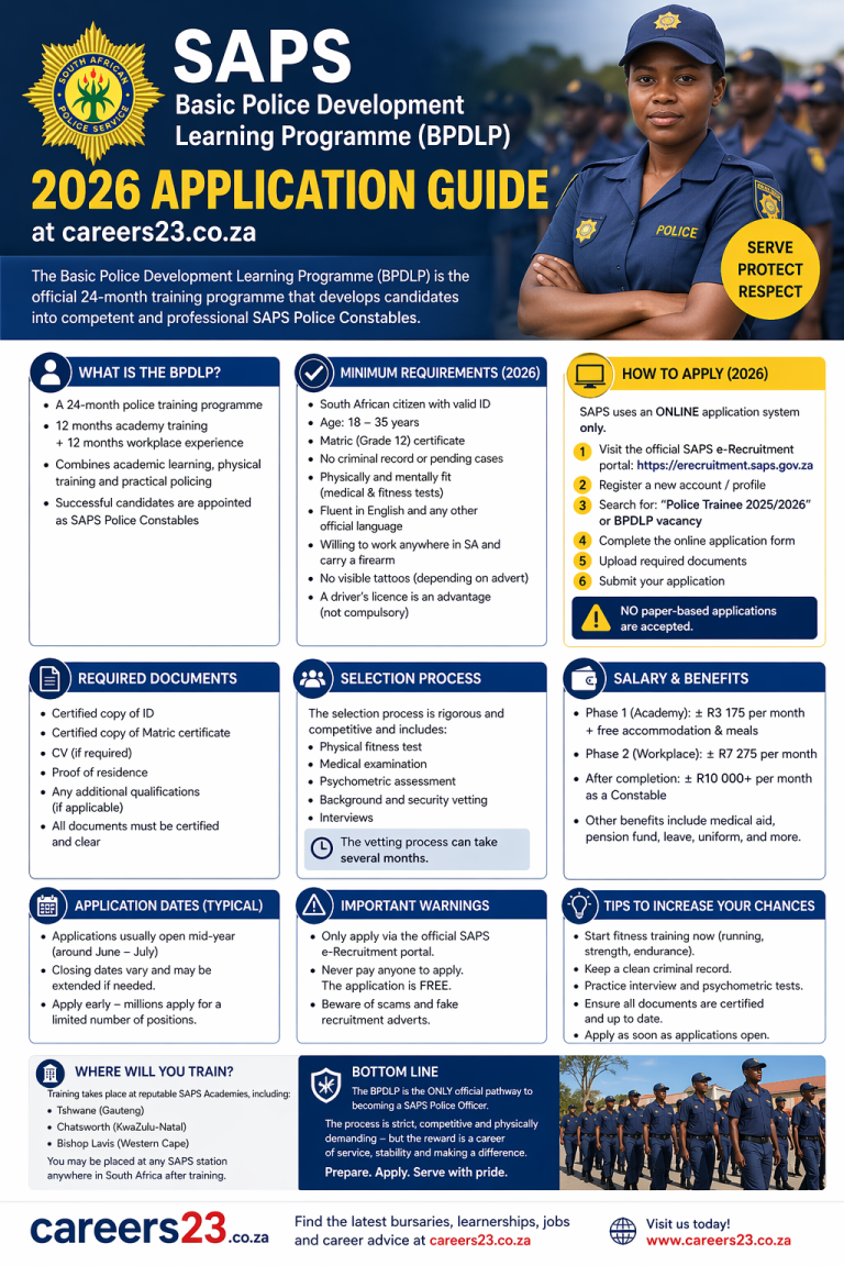 SAPS Basic Police Development Learning Programme 2026 Application Guide ...